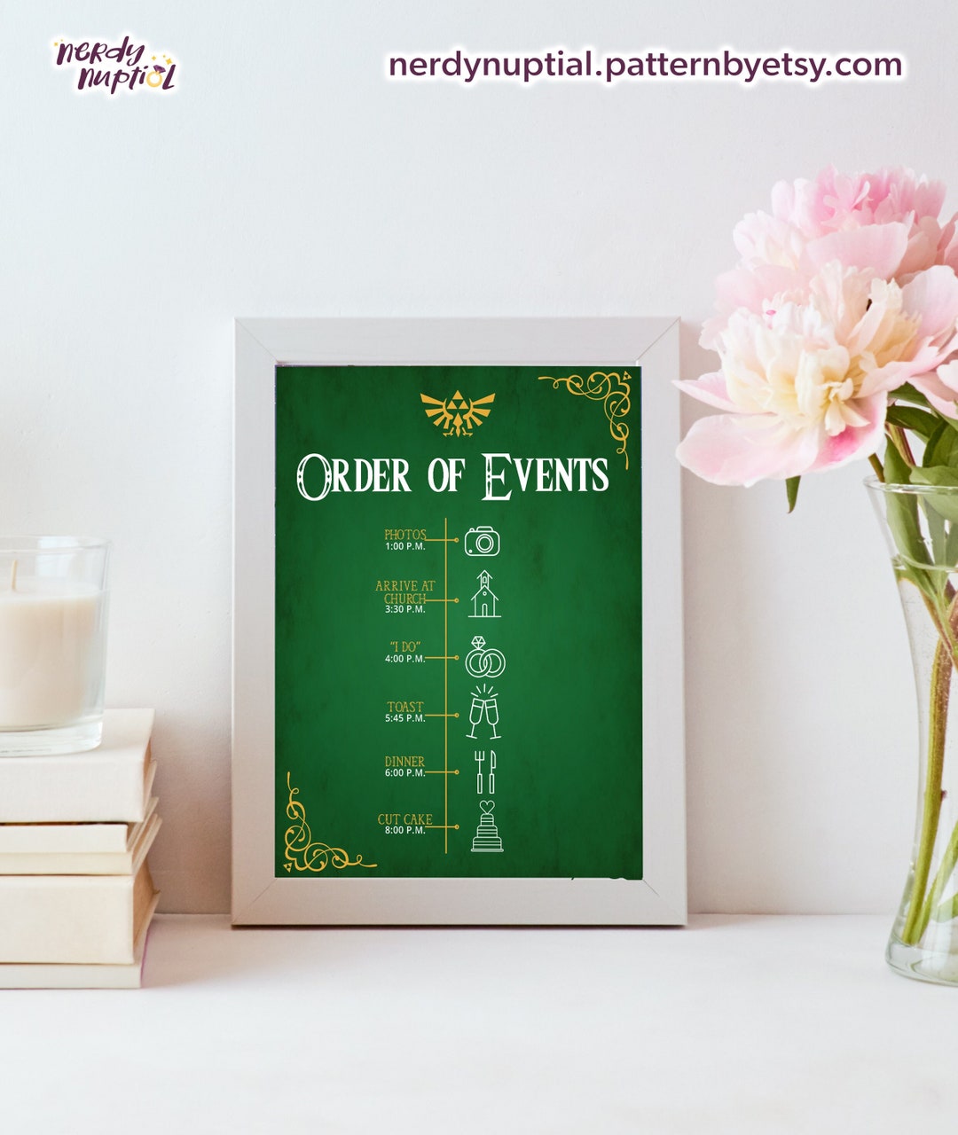 Vintage Quest RPG Green Video Gameinspired Order of Events Template DIY ...