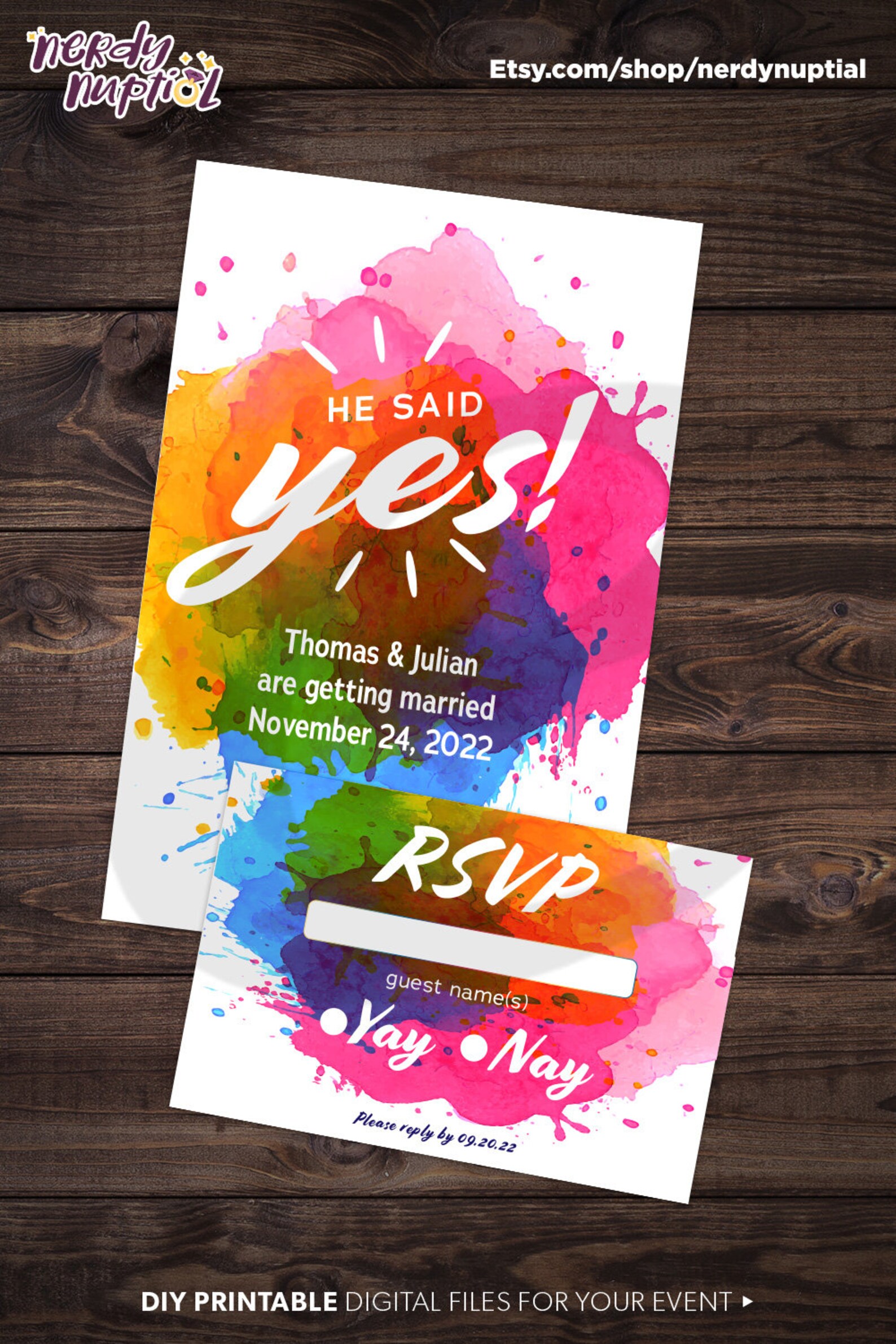 DIY imprimible LGBT Acuarela Orgullo Bandera Invitación de | Etsy