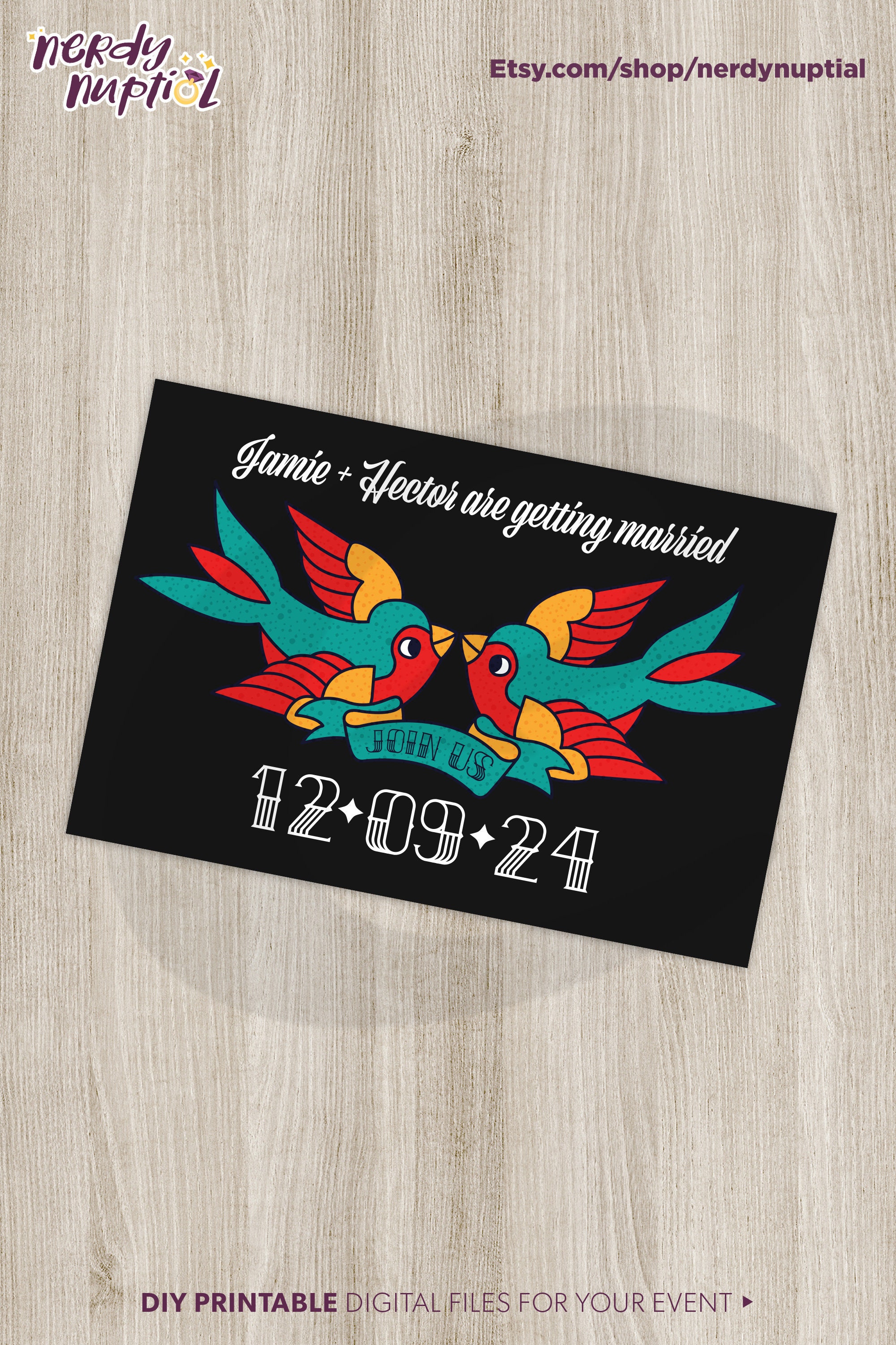 DIY Printable Rockabilly Tattoo Wedding Invitation Save The | Etsy