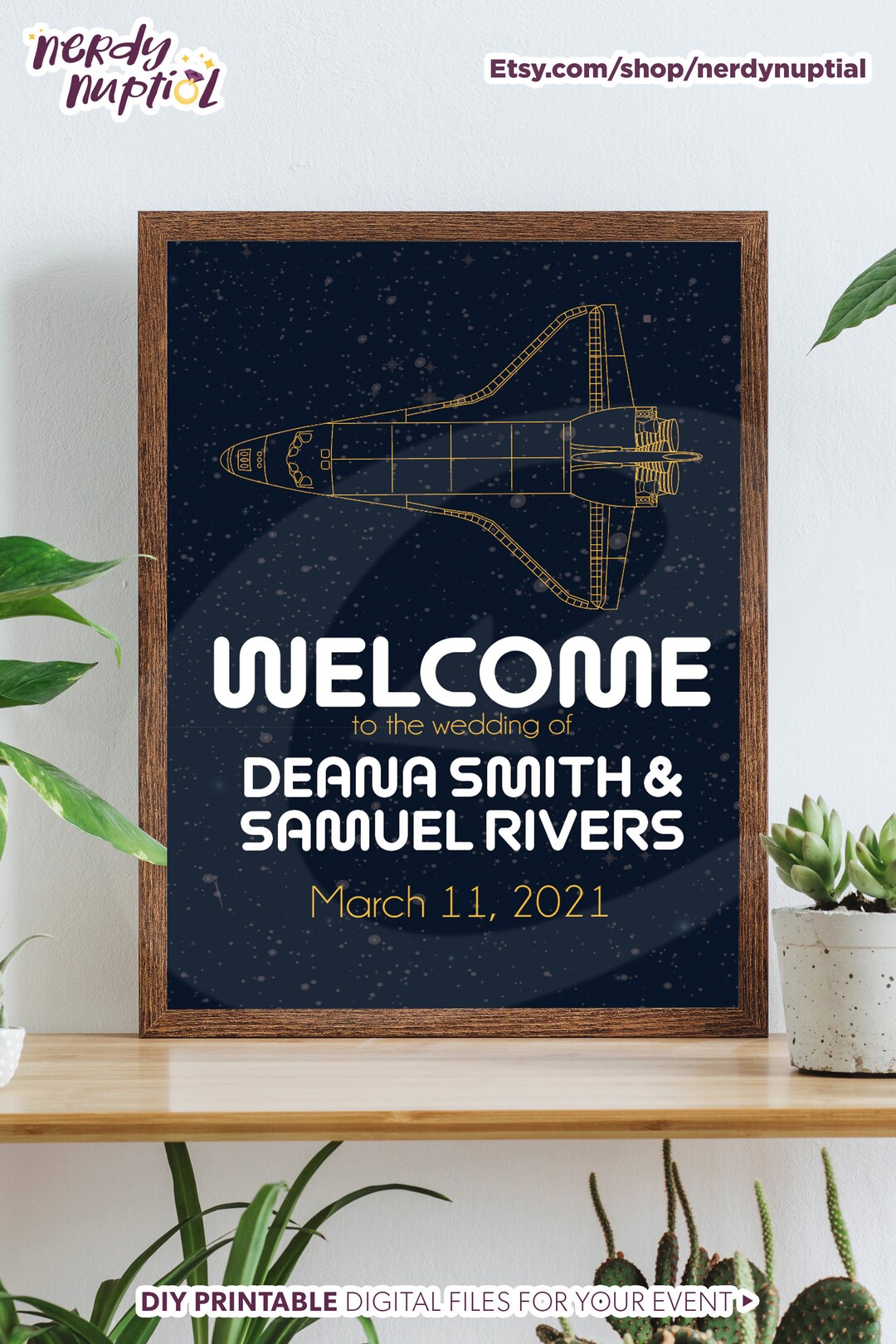 DIY Printable Spaceship NASA Shuttle Wedding Welcome Sign, Wedding ...