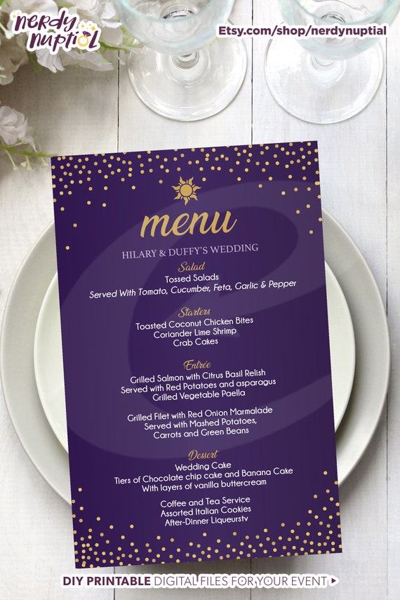 DIY Printable Rapunzel Menu Template Princess Fairytale Sun - Etsy Canada