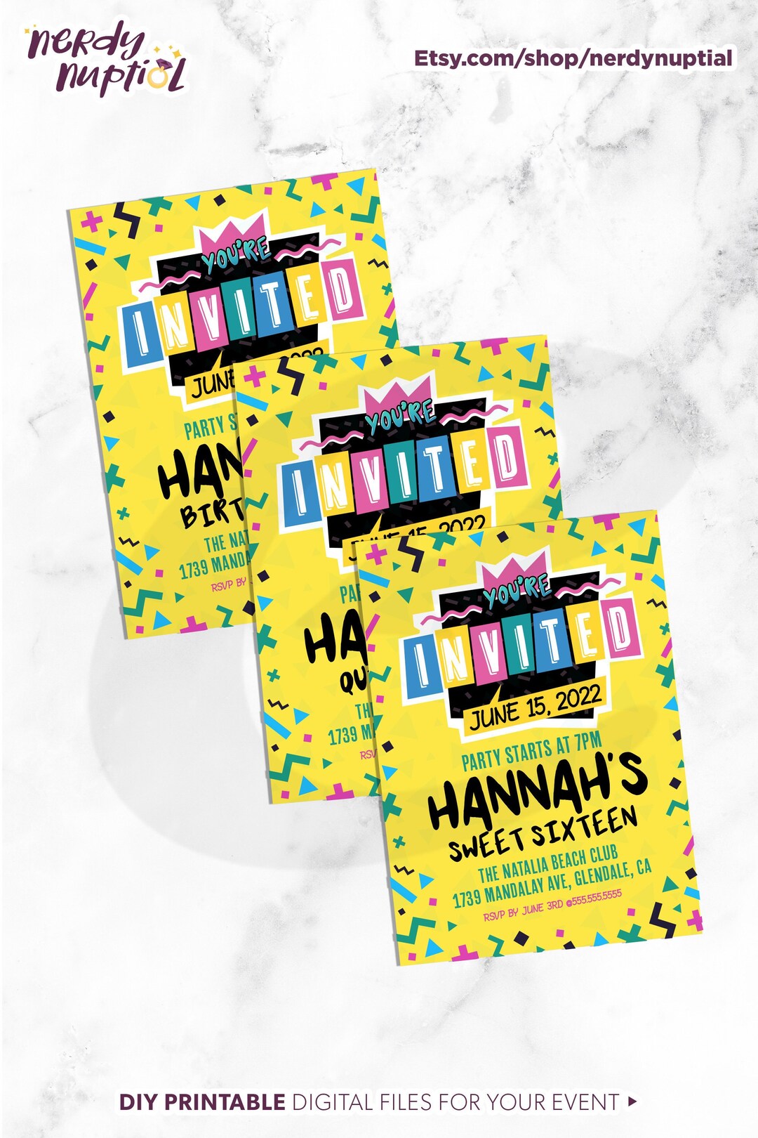 DIY Printable 90s Party Birthday Party Invitation MTV Retro Music Disco ...