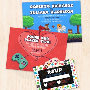 DIY Printable 8bit Video Game Wedding Invitation Save the Date RSVP ...
