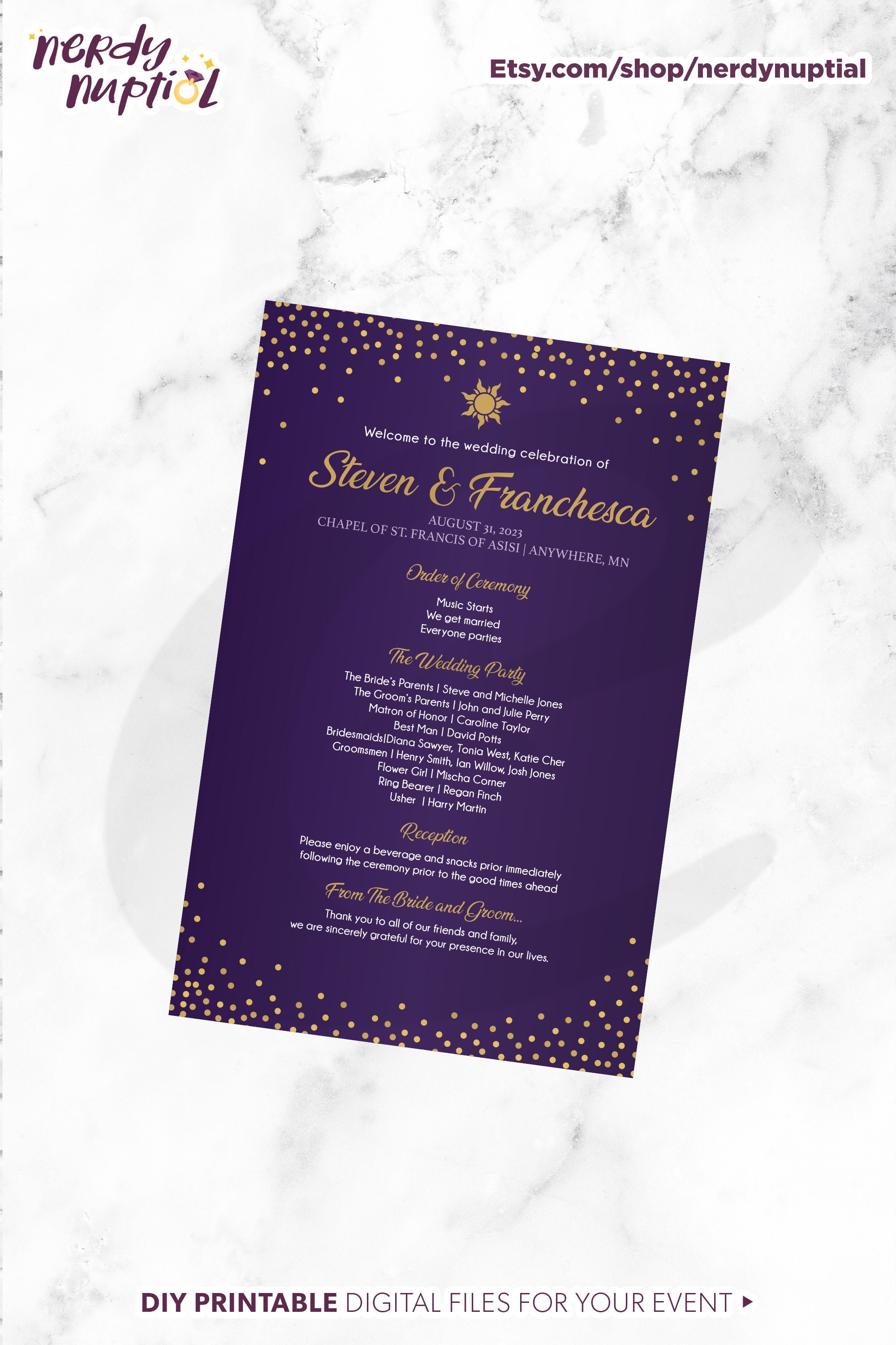 DIY Printable Rapunzel Tangled Wedding Detail Kit Program - Etsy