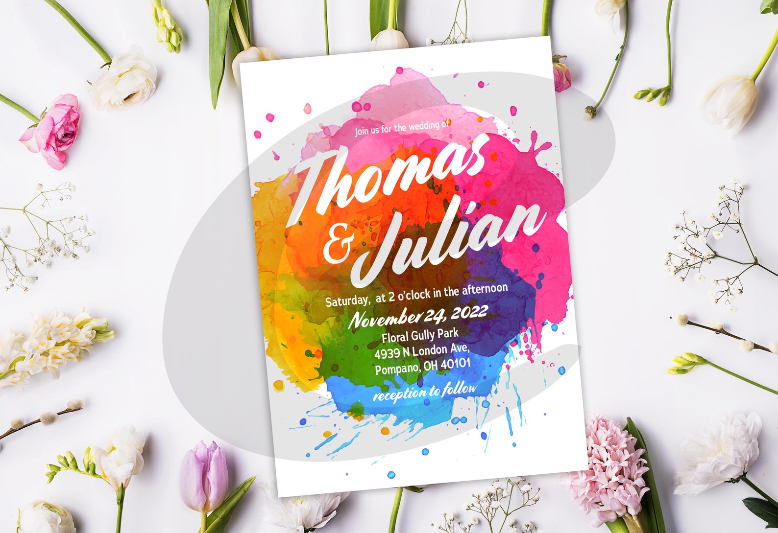 DIY imprimible LGBT Acuarela Orgullo Bandera Invitación de | Etsy