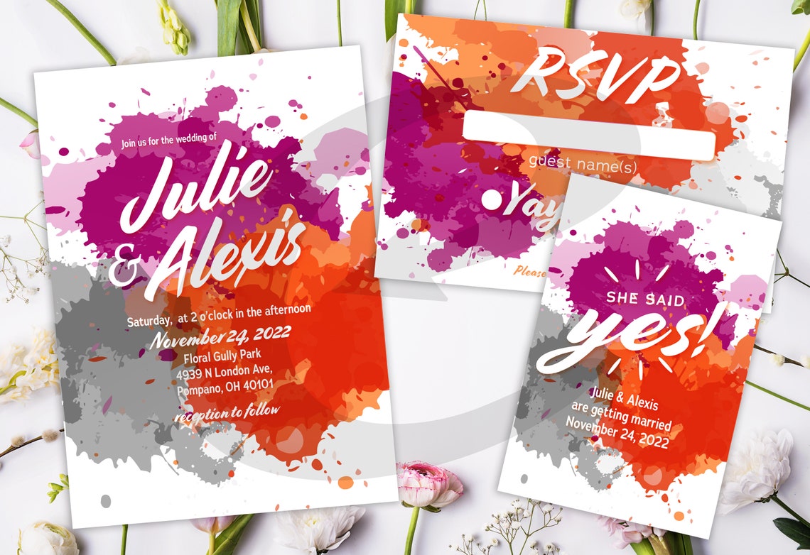 DIY imprimible LGBT Acuarela Orgullo Bandera Invitación de | Etsy