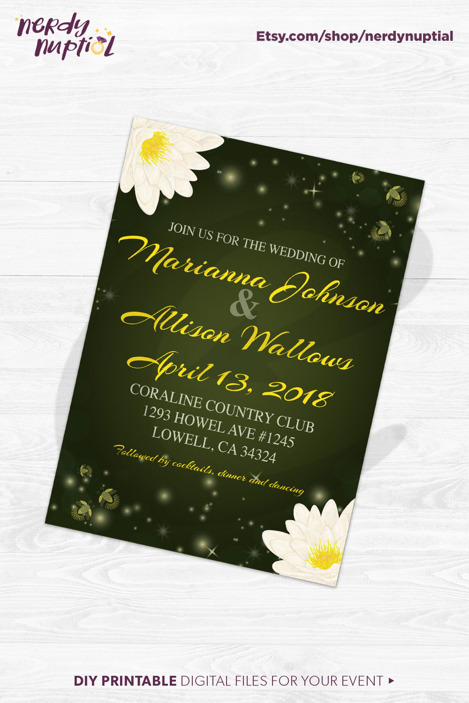 DIY Printable Princess & The Frog Wedding Invitation Save | Etsy