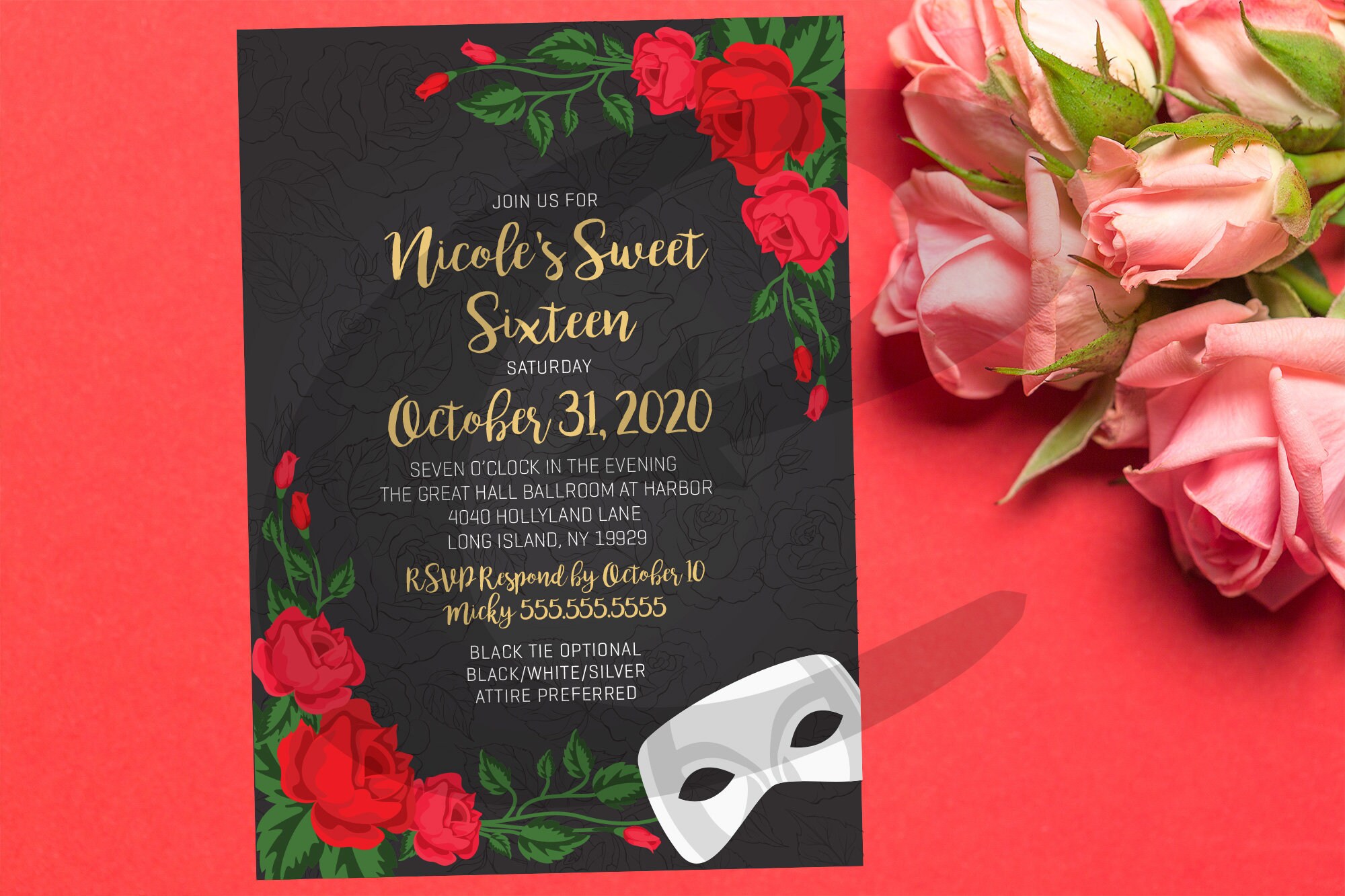 DIY Printable Phantom of the Opera Masquerade Birthday Party - Etsy UK