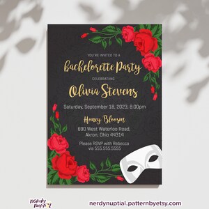 DIY Printable Phantom of the Opera Masquerade Bachelorette Party ...