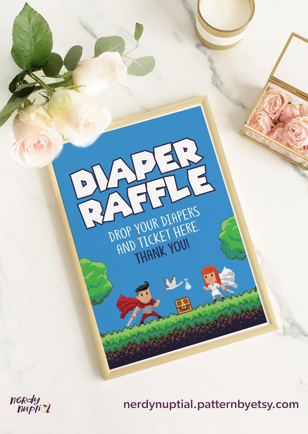 INSTANT DOWNLOAD 8bit Video Game Diaper Raffle Shower Game Sign Dnd ...