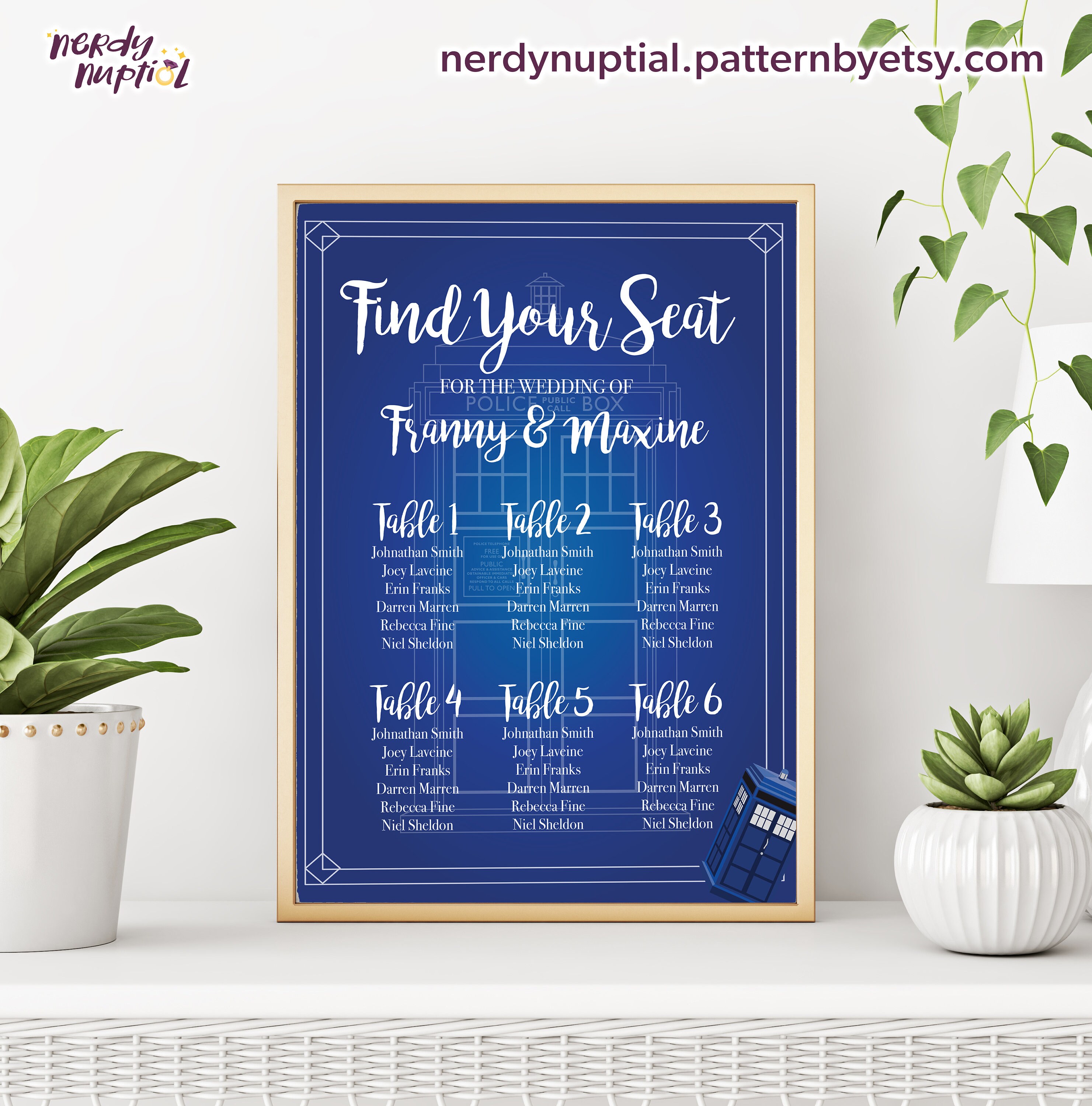 Printable Space Doctor Inspired Wedding Seating Chart Template - Etsy