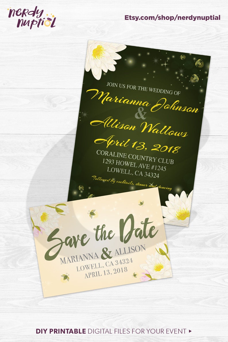 DIY Printable Princess & The Frog Wedding Invitation Save | Etsy