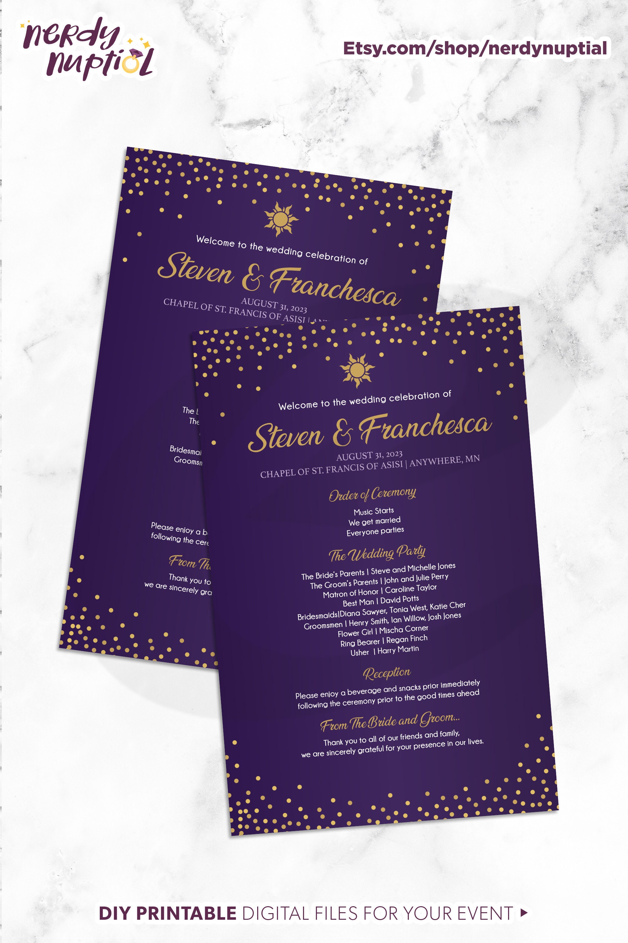 DIY Printable Rapunzel Tangled Wedding Detail Kit Program - Etsy