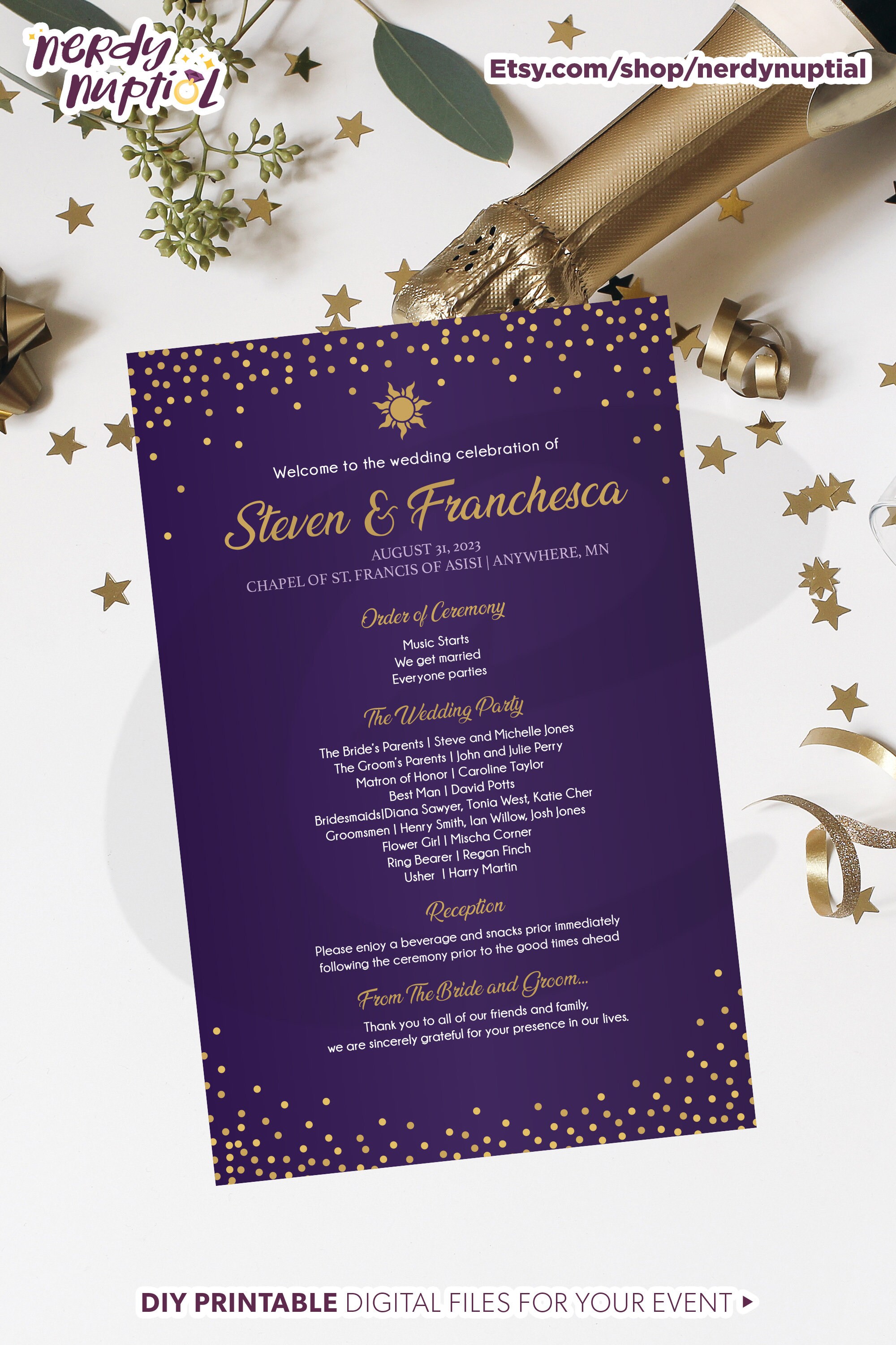 DIY Printable Rapunzel Tangled Wedding Detail Kit Program - Etsy