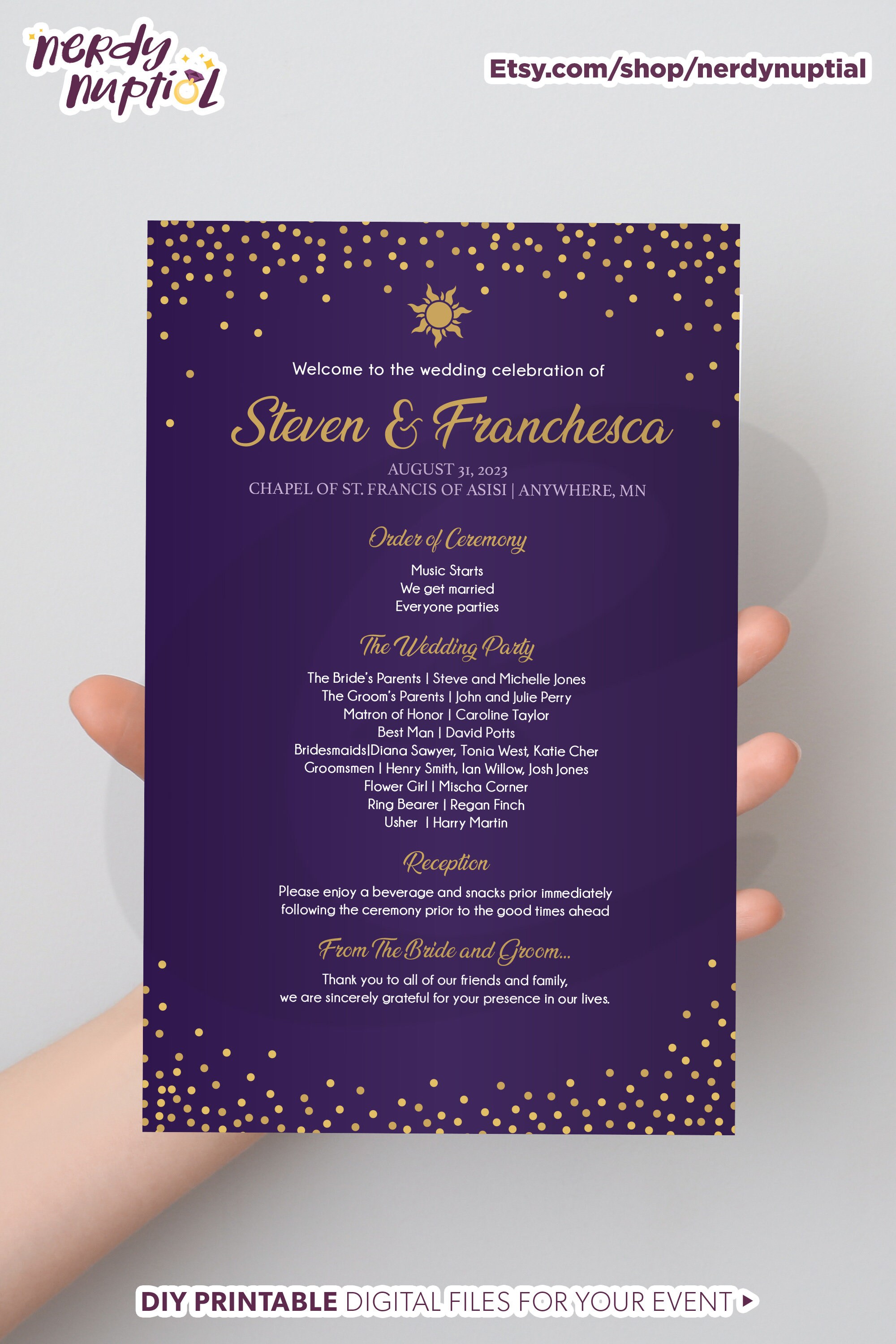 DIY Printable Rapunzel Tangled Wedding Detail Kit Program - Etsy