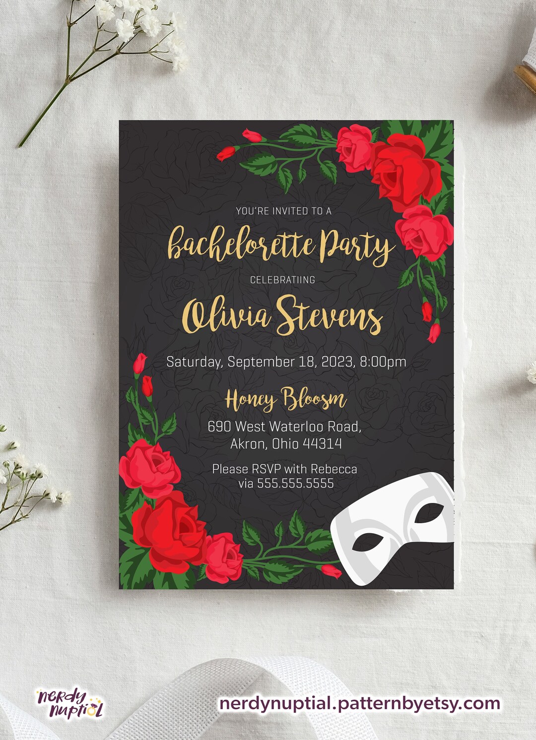 DIY Printable Phantom of the Opera Masquerade Bachelorette Party ...