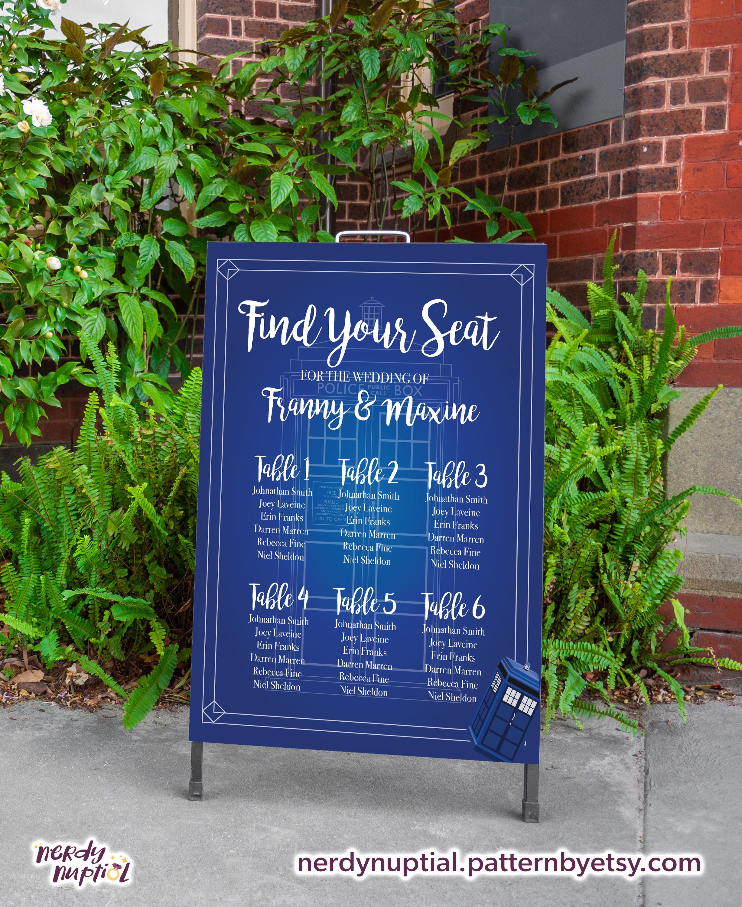 Printable Space Doctor Inspired Wedding Seating Chart Template - Etsy