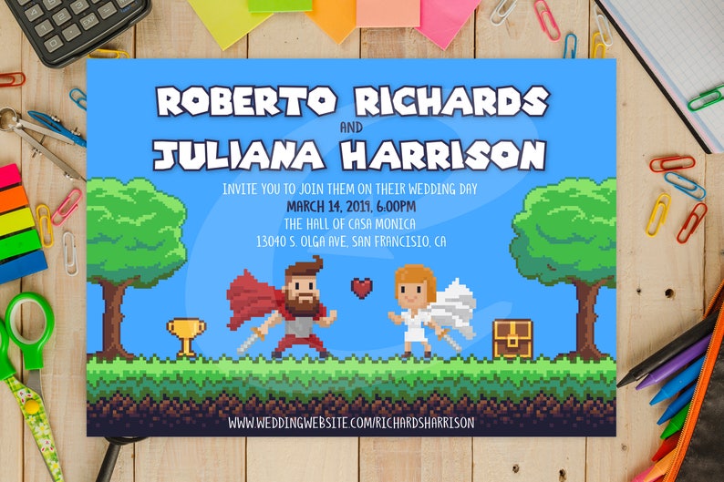 DIY Printable 8bit Video Game Wedding Invitation Save the - Etsy