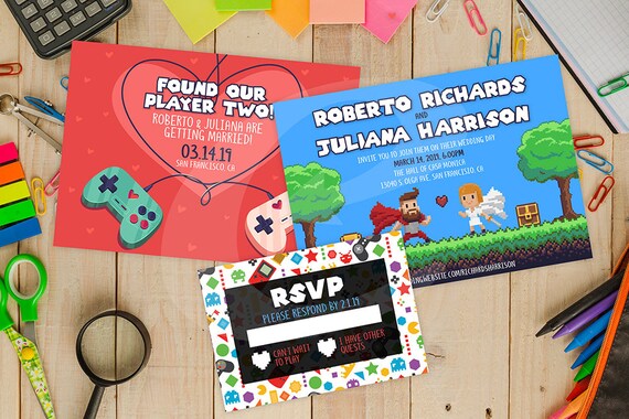 DIY Printable 8bit Video Game Wedding Invitation Save the - Etsy