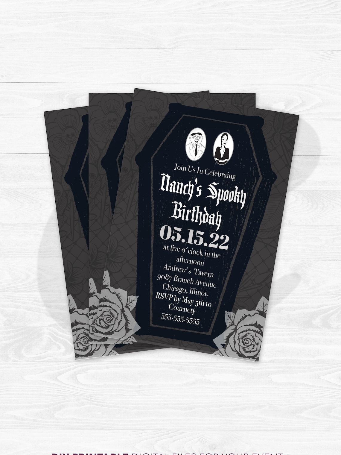 DIY Printable Addams Family Inspired Birthday Party Invitation - Etsy