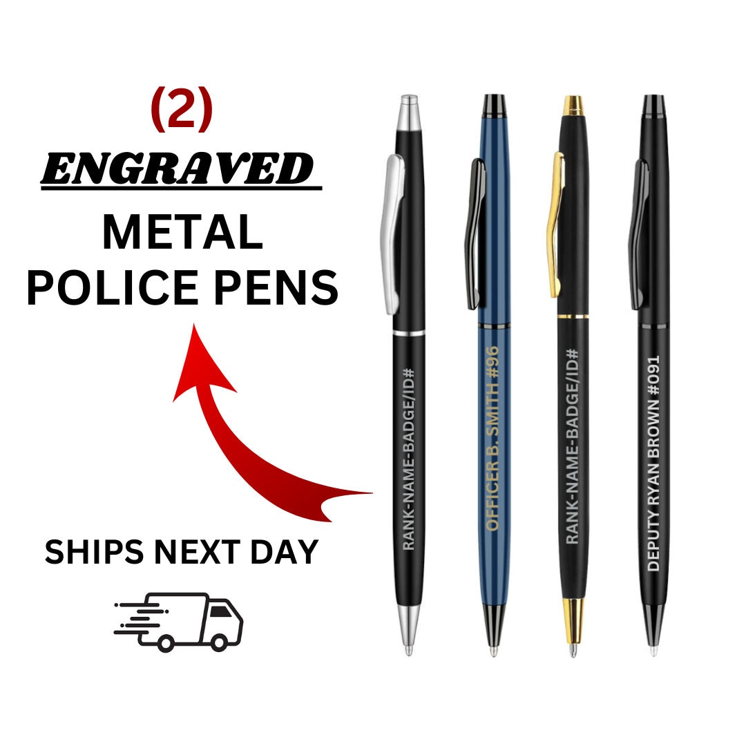 ENGRAVED METAL PENS for Police Officers, (2) Police Officer Pens ...