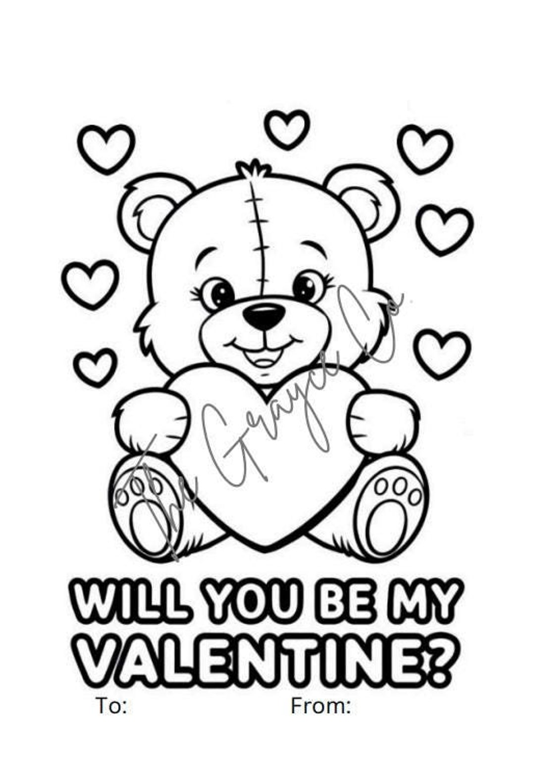 Printable Coloring Valentines Cards - Etsy