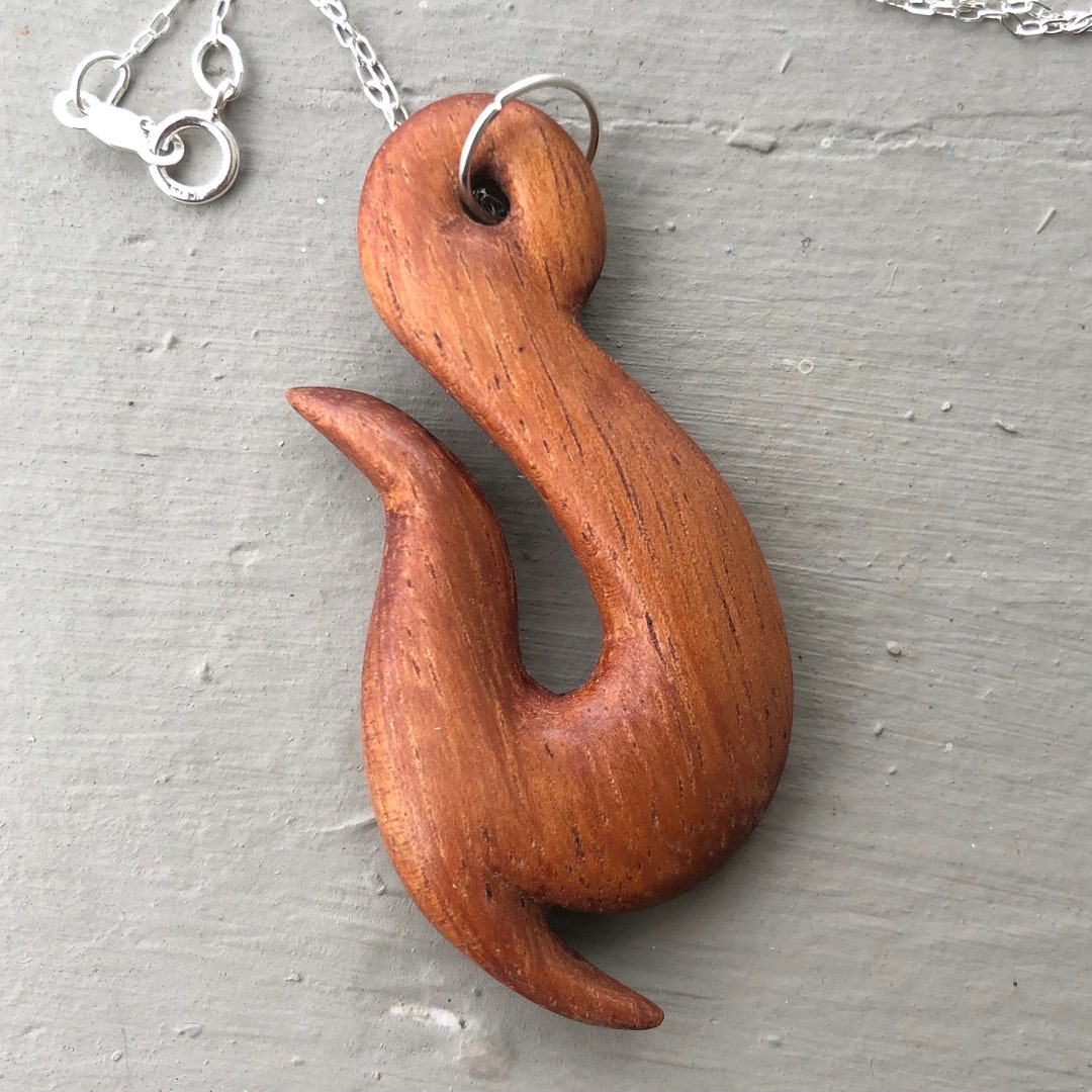 Hand Carved Polynesian Maori Fishhook Hei Matau Hawaiian Koa Necklace - Etsy