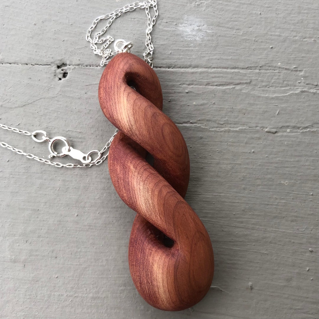 Hand Carved Polynesian Maori Pikorua Infinity Twist Red Cedar Necklace ...