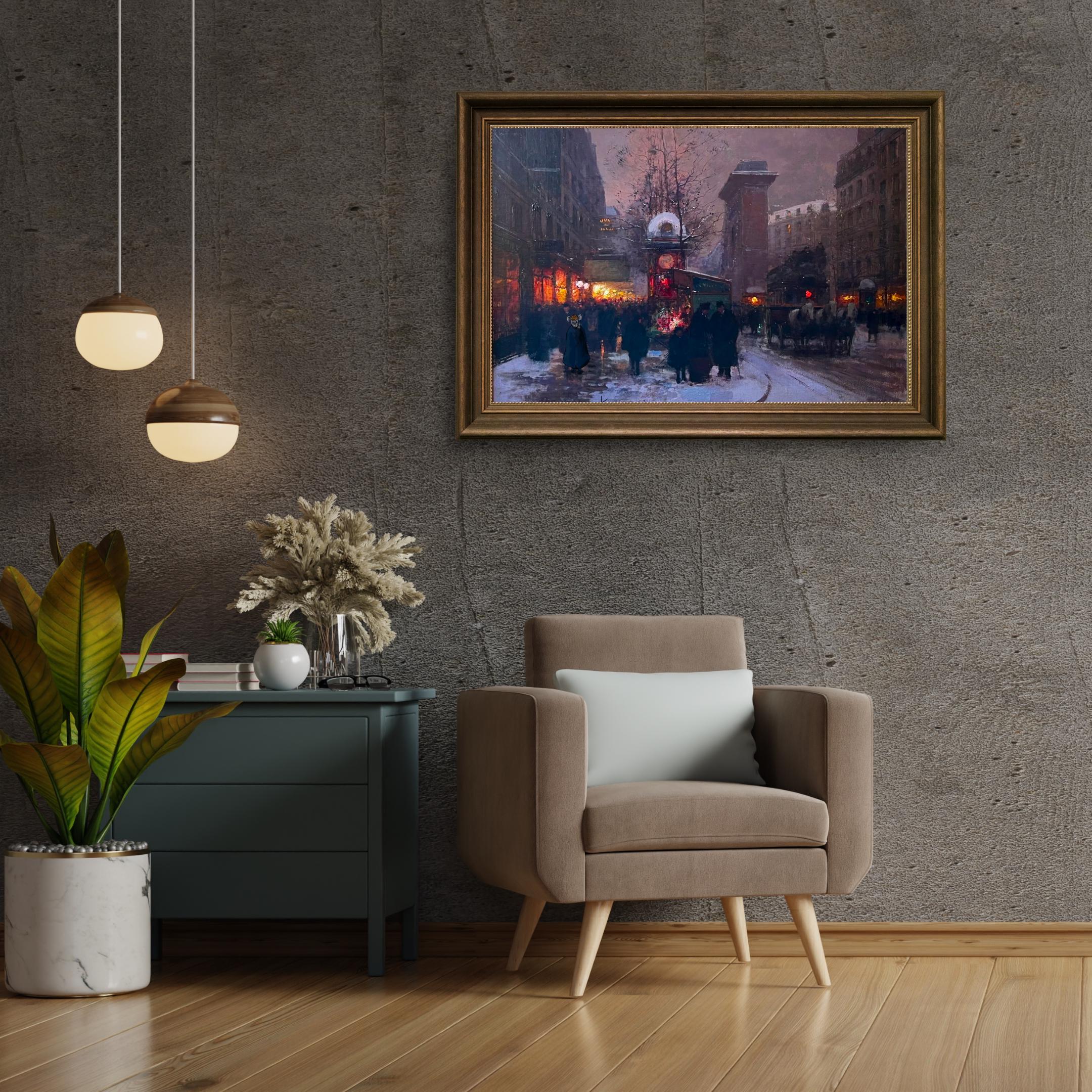 Edouard Leon Cortes Collage Leinwand: Strasse in Saint Denis mit ...