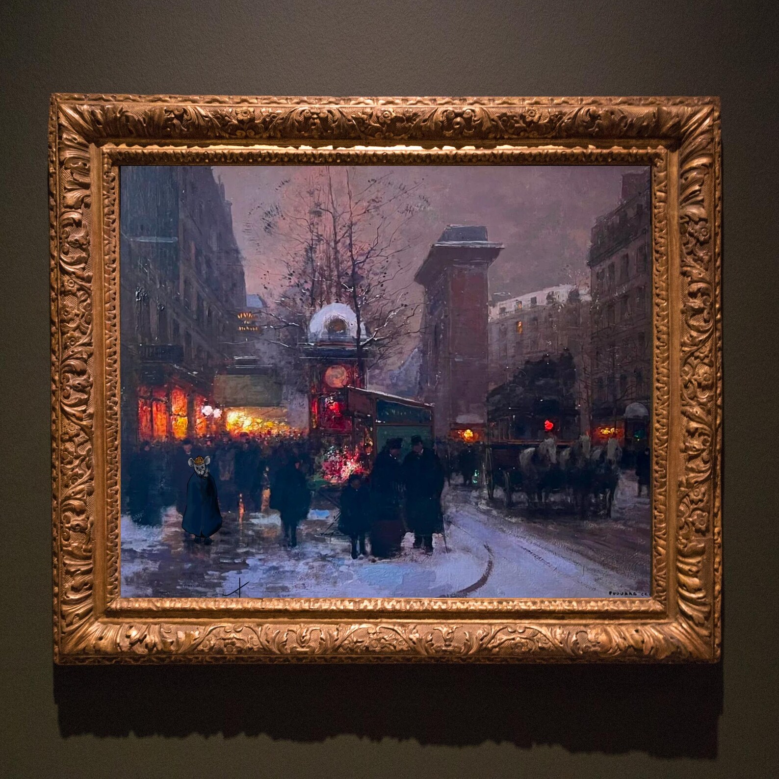Edouard Leon Cortes Collage Leinwand: Strasse in Saint Denis mit ...