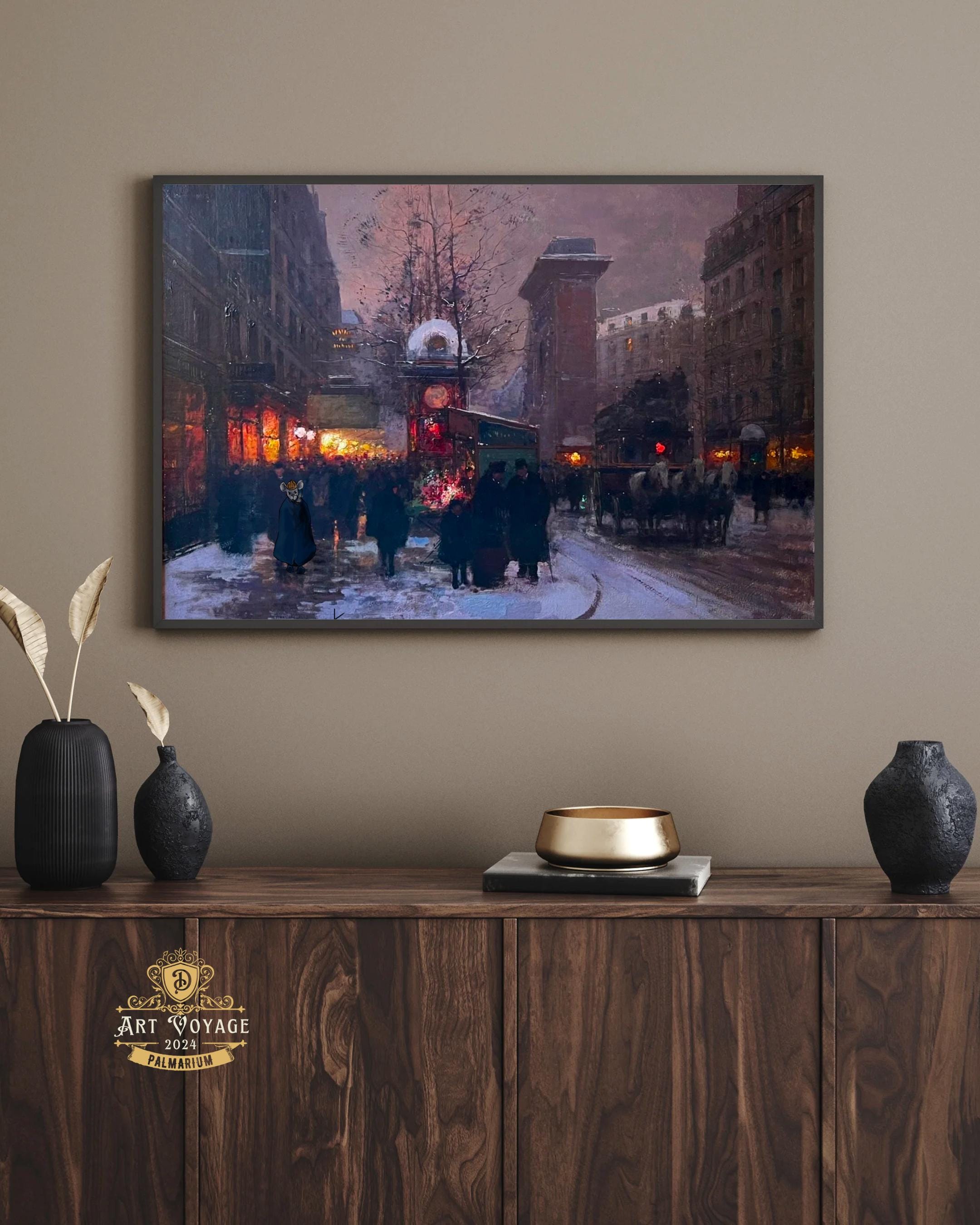 Edouard Leon Cortes Collage Leinwand: Strasse in Saint Denis mit ...