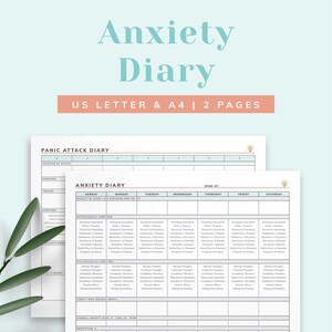 Anxiety Diary Tracker for Symptoms and Anxious Thoughts, Mental Health ...