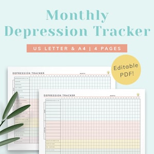 Monthly Depression Tracker for Symptoms & Mood - Etsy