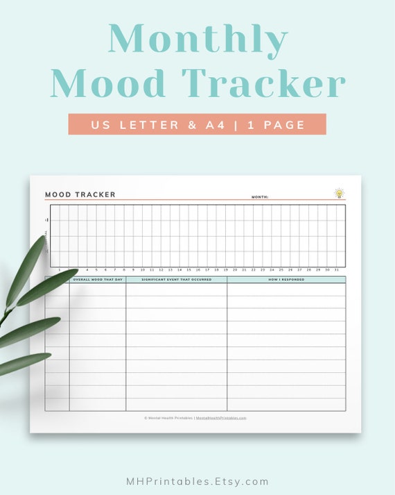 Printable Monthly Mood Tracker Chart BPD Bipolar Disorder | Etsy UK