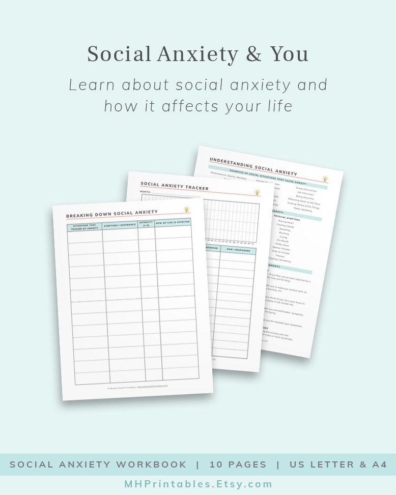 Social Anxiety Workbook | Printable Journal Worksheets for Socially ...