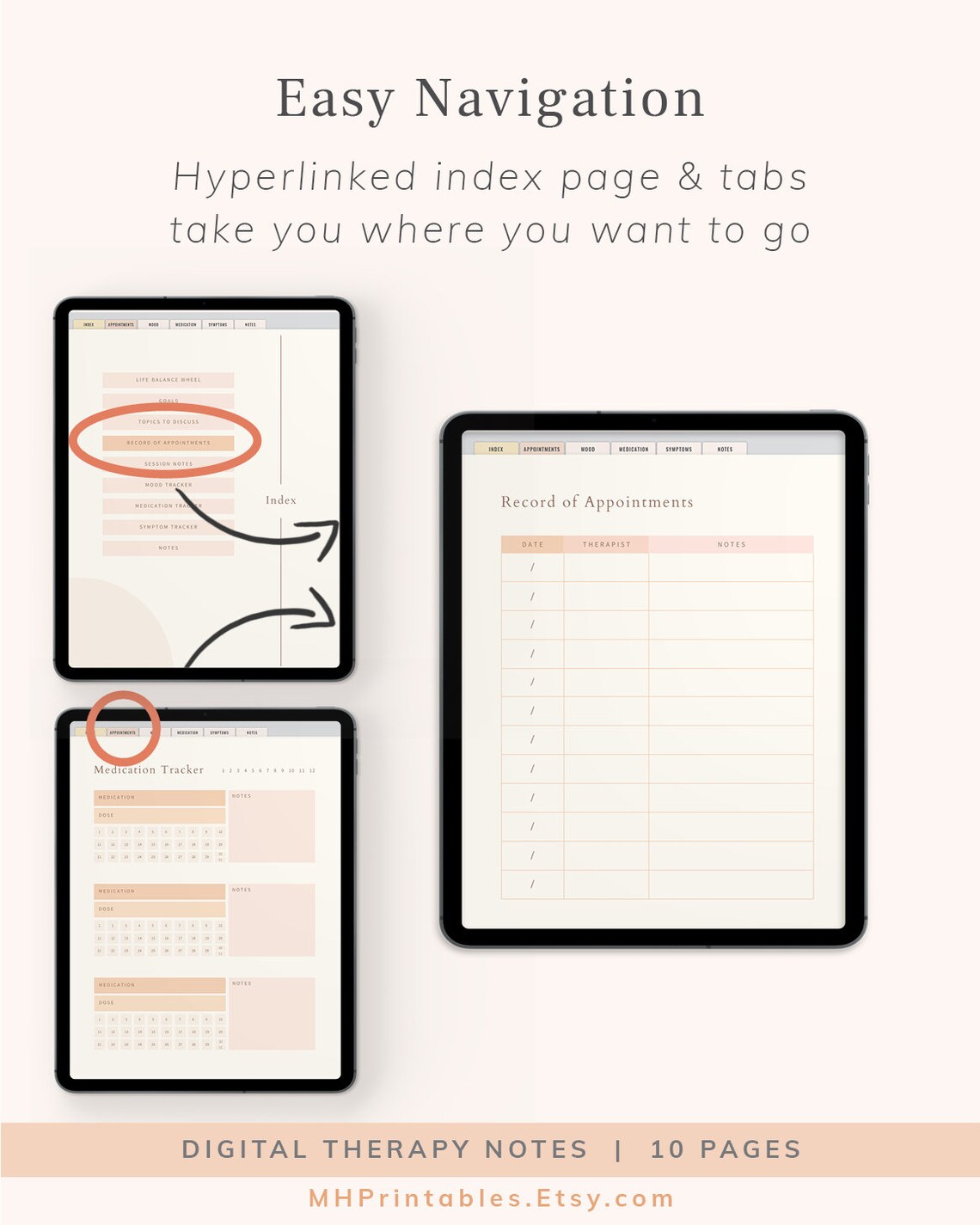 Digital Therapy Journal and Notebook Session Meeting Notes - Etsy