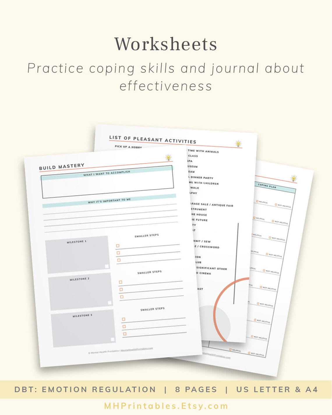 COMMERCIAL LICENSE DBT Emotion Regulation Skills Worksheets, Handouts ...