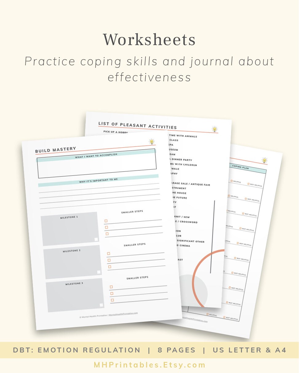 COMMERCIAL LICENSE DBT Emotion Regulation Skills Worksheets, Handouts ...