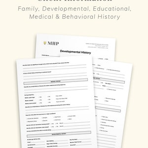 Developmental History Intake Form for Children Clients | Therapist ...