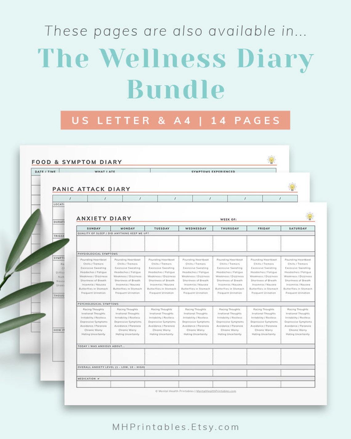 Depression Diary Journal, Weekly Tracker for Symptoms and Depressive ...