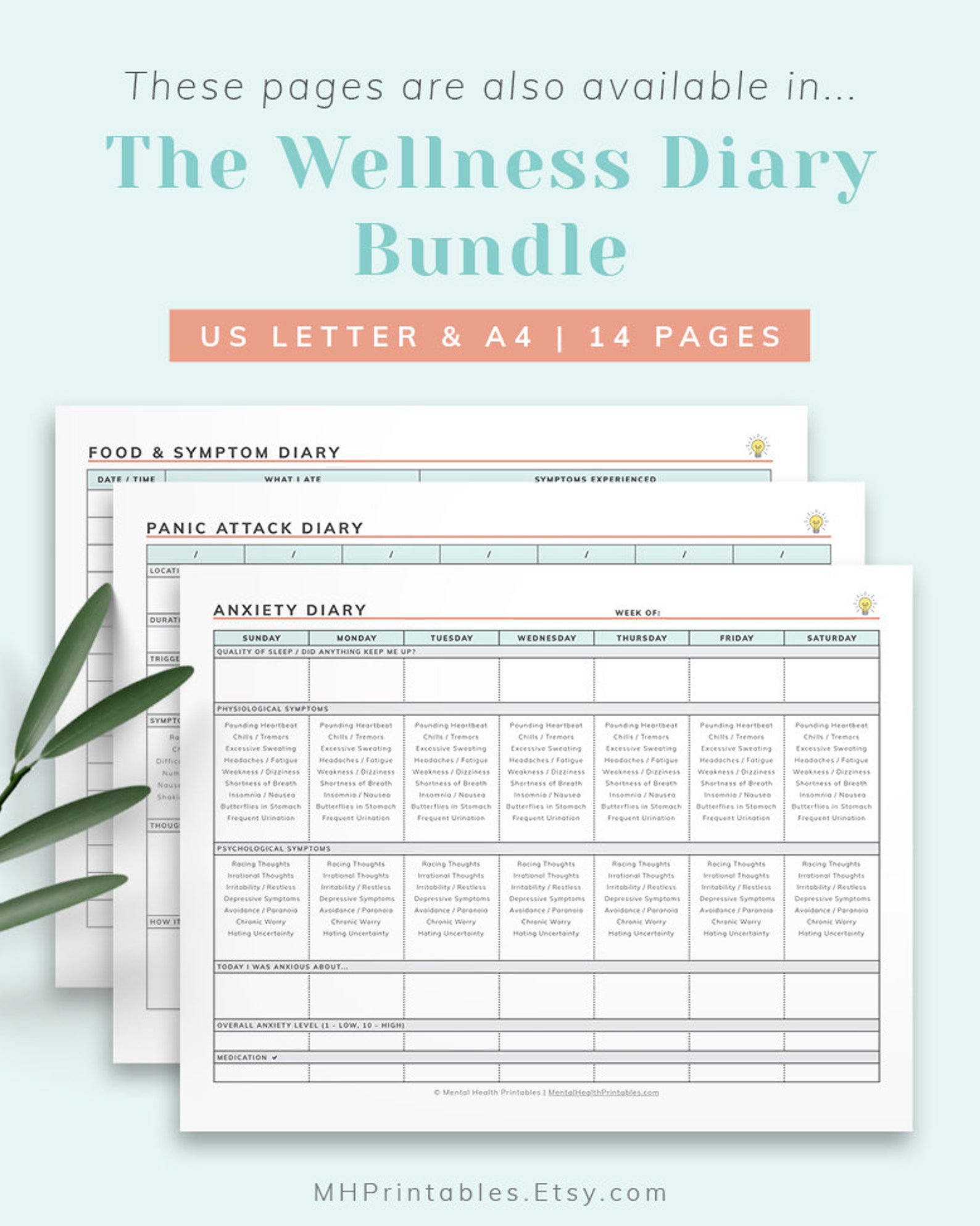 Depression Diary Journal, Weekly Tracker for Symptoms and Depressive ...