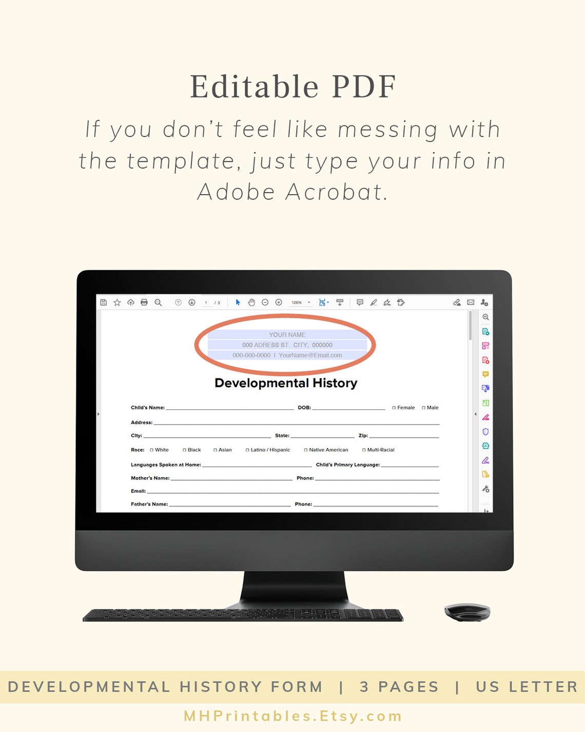 Developmental History Intake Form for Children Clients | Therapist ...