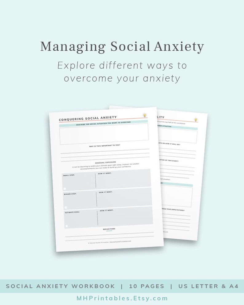 Social Anxiety Workbook | Printable Journal Worksheets for Socially ...