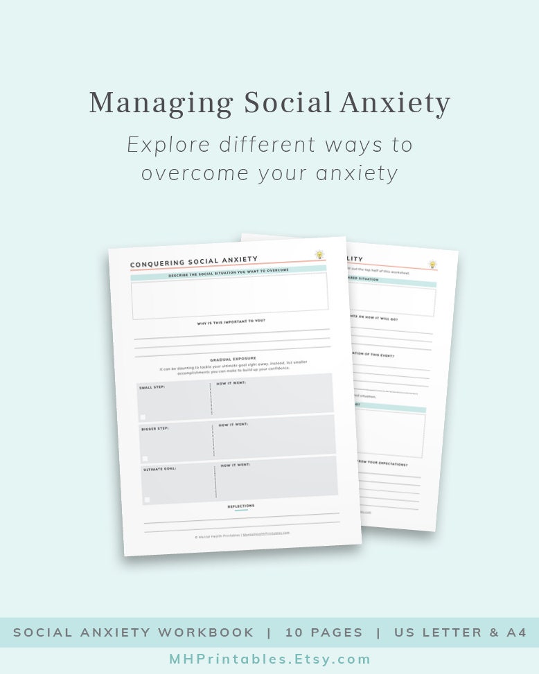 Social Anxiety Workbook | Printable Journal Worksheets for Socially ...