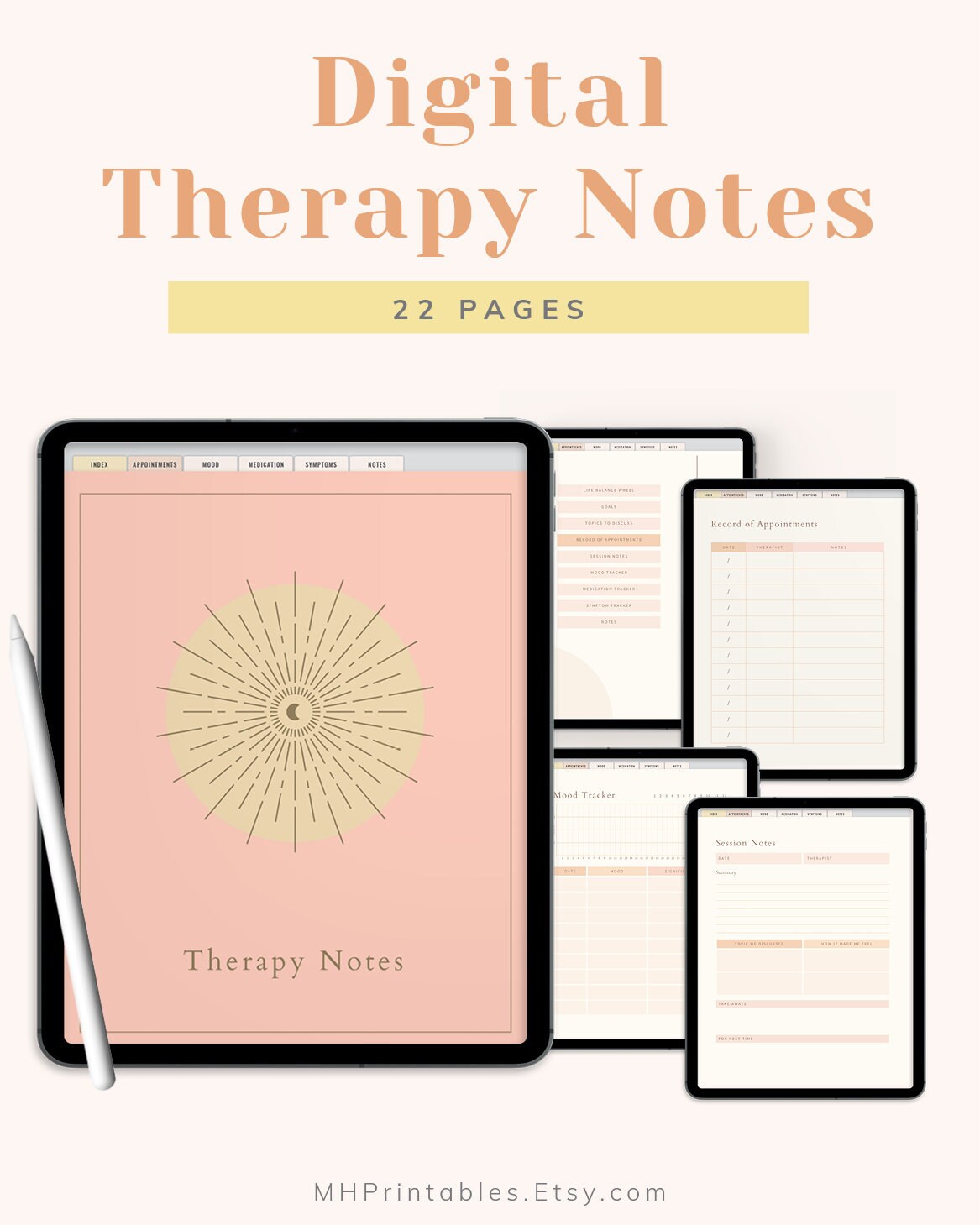 Digital Therapy Journal and Notebook | Session Meeting Notes for ...