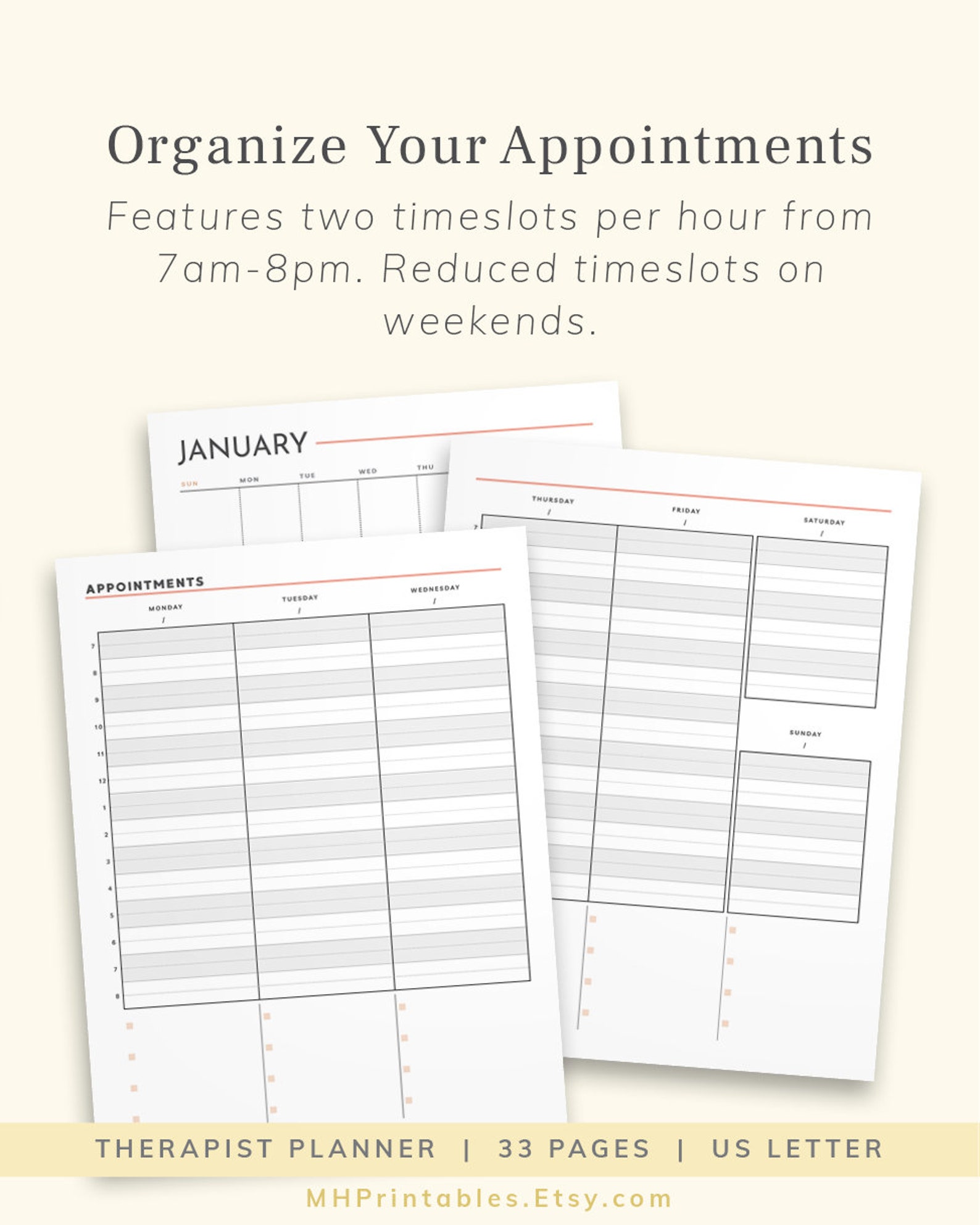 Undated Printable Therapist Planner, Clinican Mental Health ...