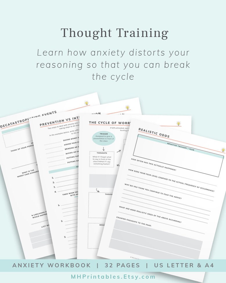 Anxiety Mental Health Journal Printable Therapy Worksheet - Etsy