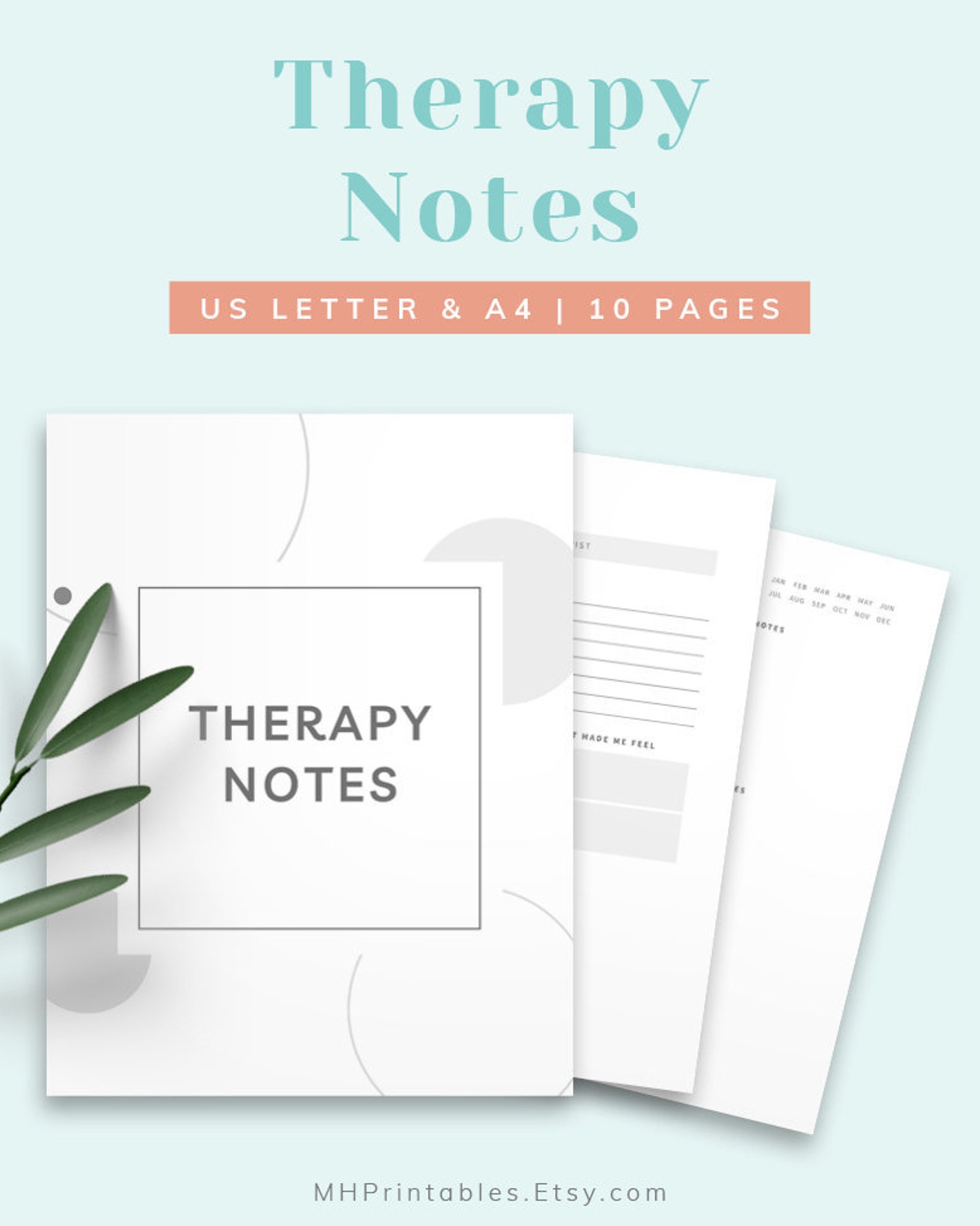 Therapy Journal Printable Notes for Counseling Mental Health Notebook ...