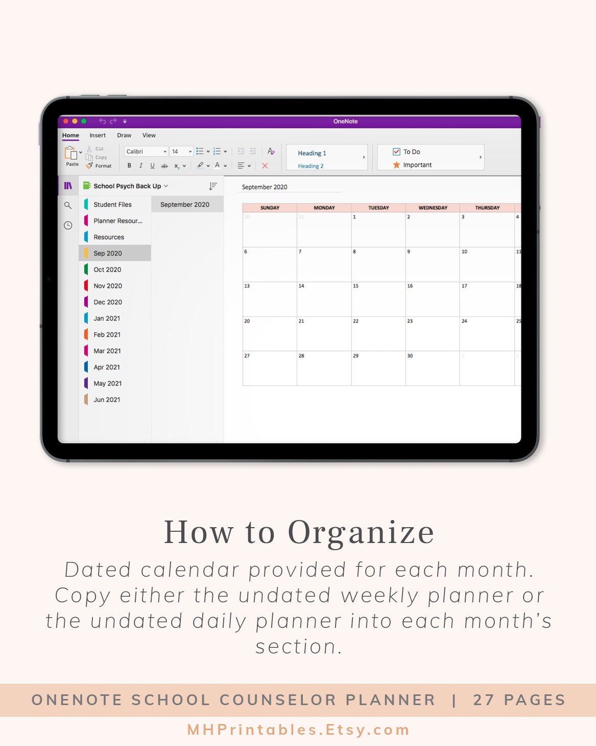 Onenote Planner for School Psychologists Counselors and - Etsy