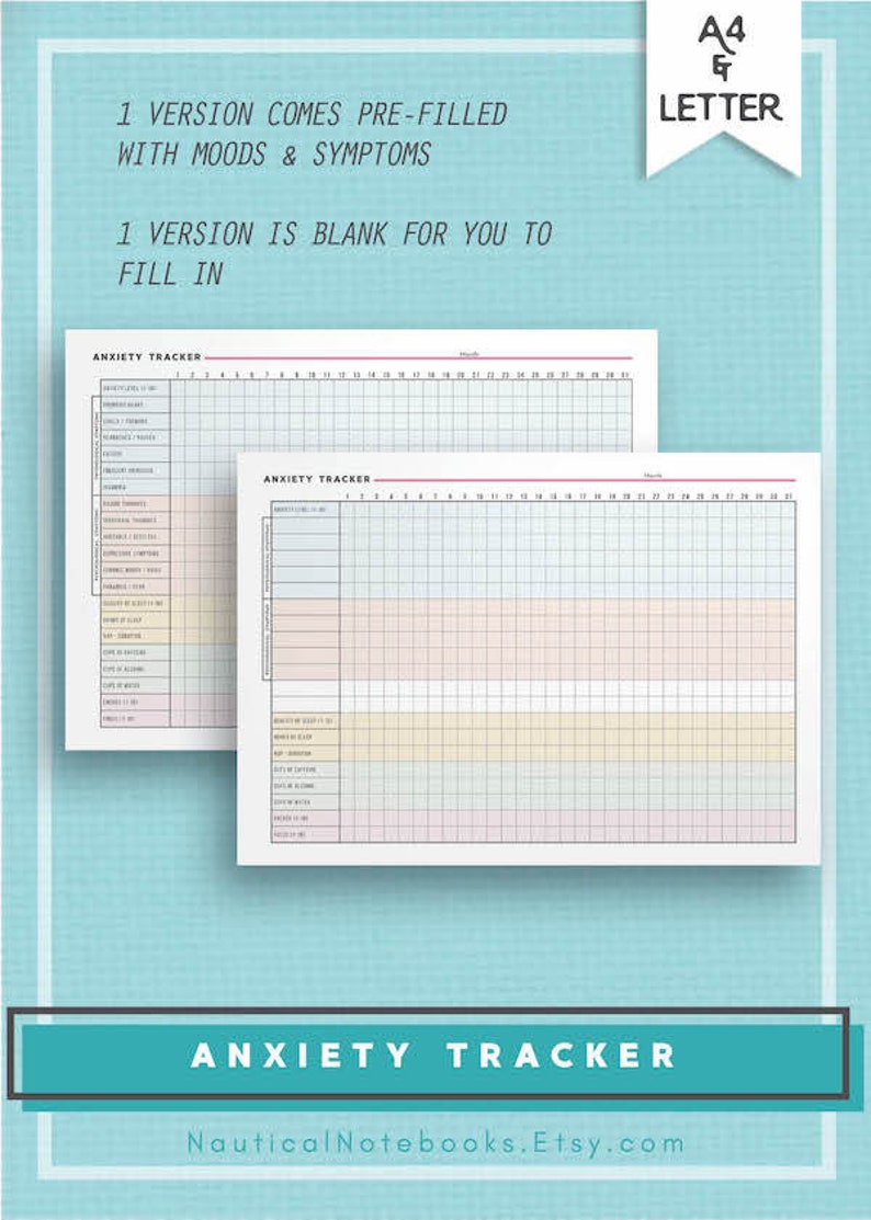 Monthly Anxiety Symptom Tracker | Etsy